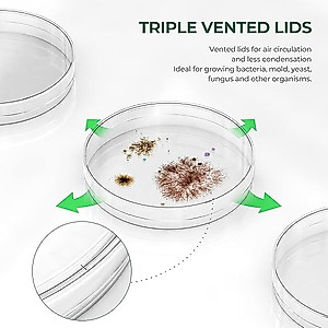 CellPro™ Petri Dish, 100 x 15 mm, Sterile, Clear with 3 Vents (Triple-Vented) 20/pk, 500/case, for Lab Science Experiment