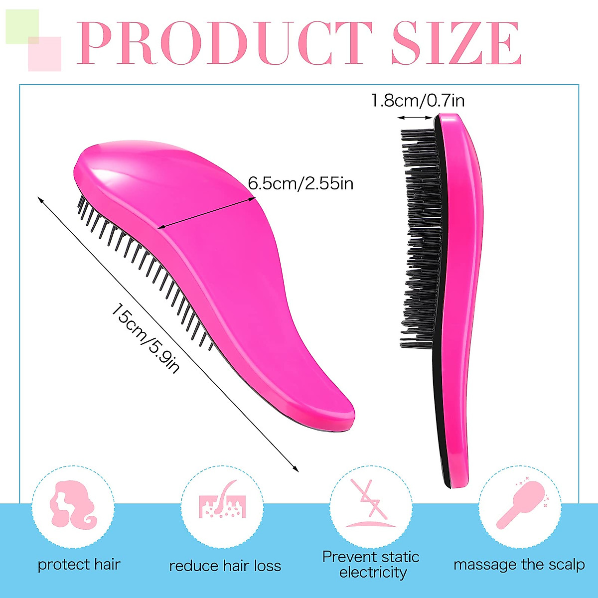 12 Pieces Detangler Brush Hair Brush Bulk Mini Small Wet Comb Brush for Kids Girls Curly Thick Straight No Pain No Knot Hair Brush for Women Men (Vivid Color)