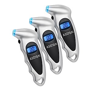 AstroAI 3 Pack Digital Tire Pressure Gauge 150 PSI 4 Settings for Car Truck Bicycle with Backlit LCD and Non-Slip Grip, Silver
