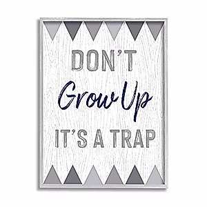Stupell Industries Growing Up is A Trap Phrase Rustic Triangles, Designed by Ashley Calhoun Gray Framed Wall Art, 24 x 30, Grey