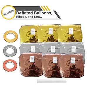 Envizins Custom Cursive Script Lowercase Gold, Rose Gold, Silver 16 inch Letter Foil Balloons, You Could Personalize a Phrase/Word/Number/Banner/Name. Straw and 32' Roll Ribbon Included