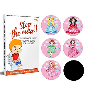 Potty Training Seat Magic Sticker Princess Toddler Potty Training Toilet Color Changing Sticker | 5 Pack Toilet Targets with Free Potty e Book | Use with/Without Potty Chart or Potty Training Watches
