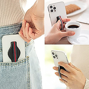 Sinjimoru Detachable Wool-Band Phone Grip Holder, Wireless Charging Compatible Cell Phone Holder for Hand for Galaxy & iPhone Case. Sinji Mount Mini Grip French Red