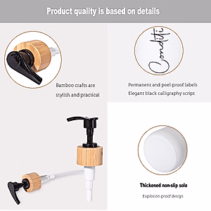 Glass Shampoo and Conditioner Pump Bottles Soap Dispenser Bamboo Pump Head Empty Glass Refillable Shampoo Conditioner Body Wash Soap Bottles for Bathroom, 17 oz, 3 Pack, White