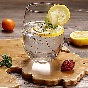 Pisces Wine Glass Pisces Gift 20oz Golden, Stemless Wine Glasses, Constellation Glass Define Design, Horoscope Gift, Astrology Gift for Women Men