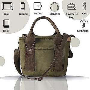 Women Small Tote Bag Handbag Satchel Bag Mini Canvas Tote Hobo Bag Fashion Stylish Crossbody Bags with Detachable Strap(Military Green)