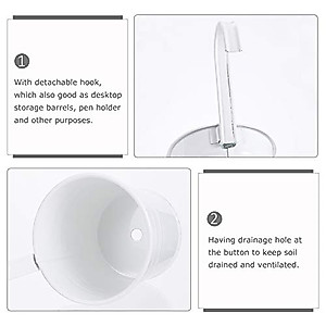 Cabilock 8pcs Metal Iron Hanging Flower Pot Garden Pots Balcony Planters Metal Bucket Flower Holders Detachable Hook for Railing Fence Window Patio