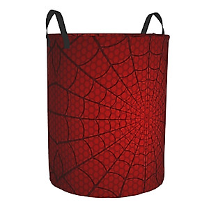 Spider Web Cobweb on Red Waterproof Foldable Laundry Hamper Bucket Laundry Room Basket for College Student Storage Pillows Blankets Living Room Bathroom Home Decor