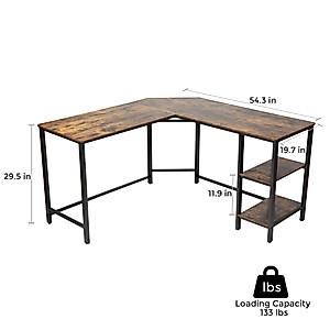 Home Office Computer Desk,Office Table with PC Droller, Storage Shelves,Two Drawers, CPU Tray and Pull-Out Keyboard Tray,Study Writing Desk,Computer Workstation (L Shaped Corner Computer Desk)