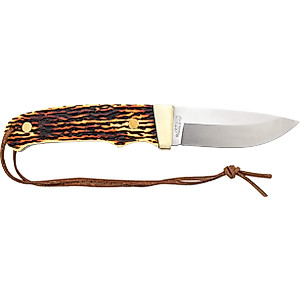 Uncle Henry PH1N Pro Hunter 8.1in 7Cr17MoV High Carbon S.S. Full Tang Fixed Blade Knife with 3.6in Blade and Staglon Handle for Outdoor, Hunting and Camping