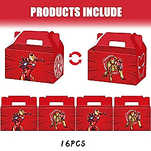 RenbangUS 16 Pcs Iron Hero Birthday Party Favors Boxes for Kids, Iron Hero Gift Boxes Goodie Candy Boxes for Classroom Rewards Carnival Prizes Decor Gifts for Boys Girls