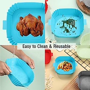 Silicone Air Fryer Liners,LYHOLKEER 4Pcs Air Fryer Silicone Reusable Liners Square,Food Safe Air Fryers Oven Accessories,Replacement Of Flammable Parchment Liner Paper,Silicone Baking Tray Pots