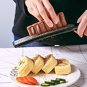 Raniaco Lemon Zester Citrus Grater - Stainless Steel Grater, Flat Kitchen Graters for Cheese, Lemon, Garlic, Chocolate Zester with Soft Protective Cover, Rubber Base Long Handheld Grater (Long)