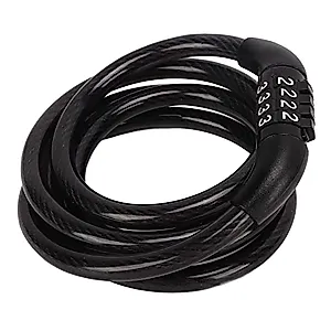 Bike Cable Lock, Manganese Steel Scratch Proof Drill Resistant Anti Theft Chain Lock Combination Not Changeable Password for Scooters
