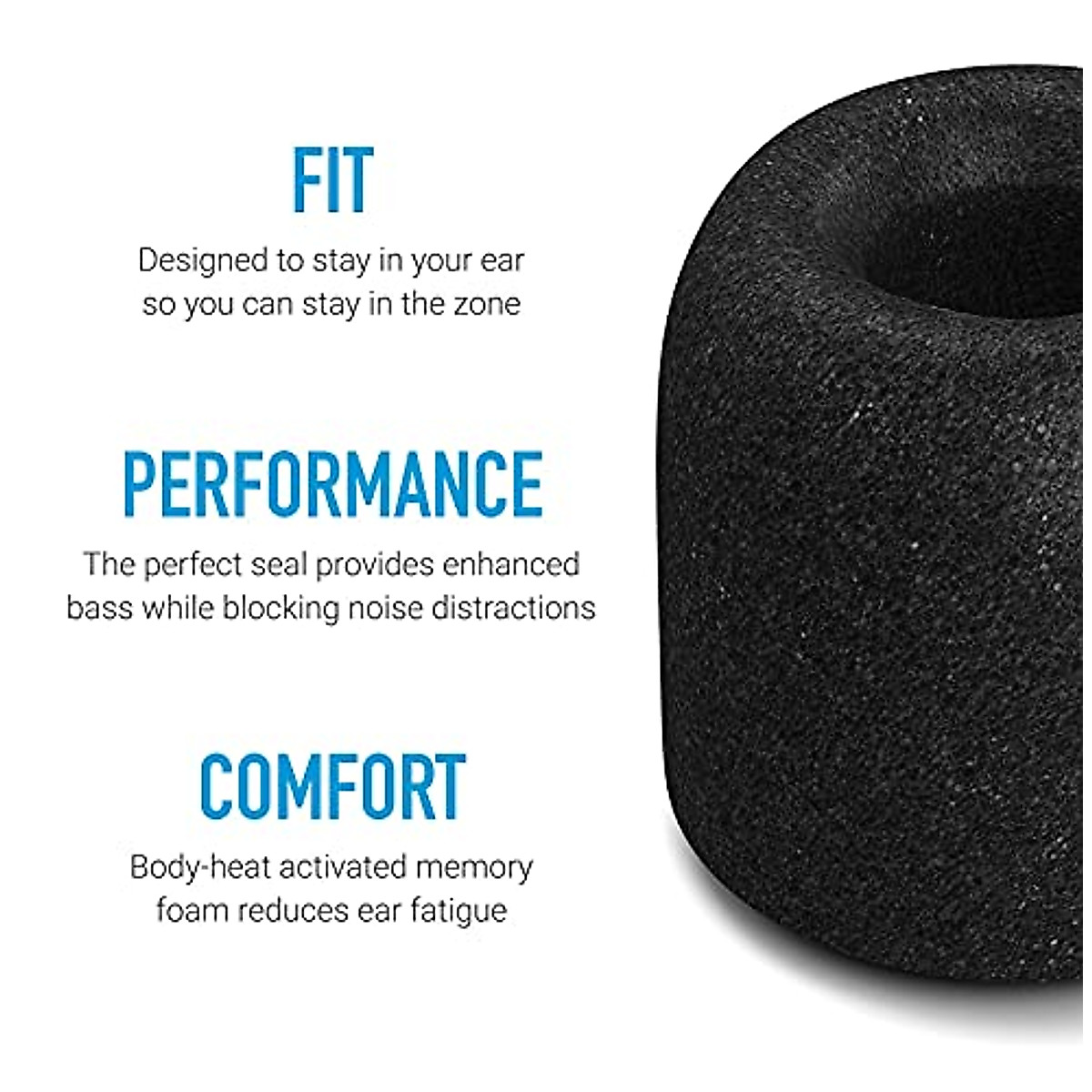 Comply Isolation Noise Cancelling Memory Foam Earphone Tips for Sennheiser HD1 Momentum MIE2, IE 800 S, CX 3.00, 5.00 and 7.00BT, Premium Replacement Earbud Tips, Comfortable Secure Fit(Medium,3 Pair)