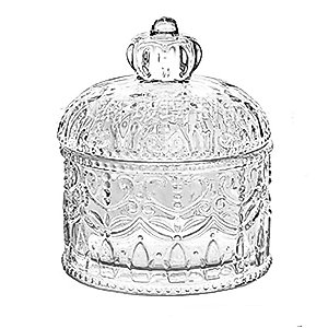 DLiQ Clear crystal glass candy cup creative glass storage can jewelry storage box is suitable for family kitchen