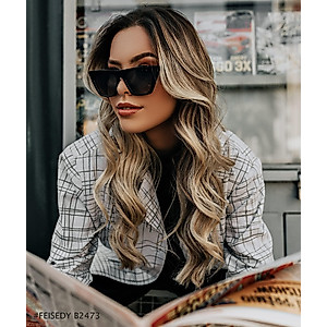 FEISEDY Vintage Square Cat Eye Sunglasses Women Trendy Cateye Sunglasses B2473