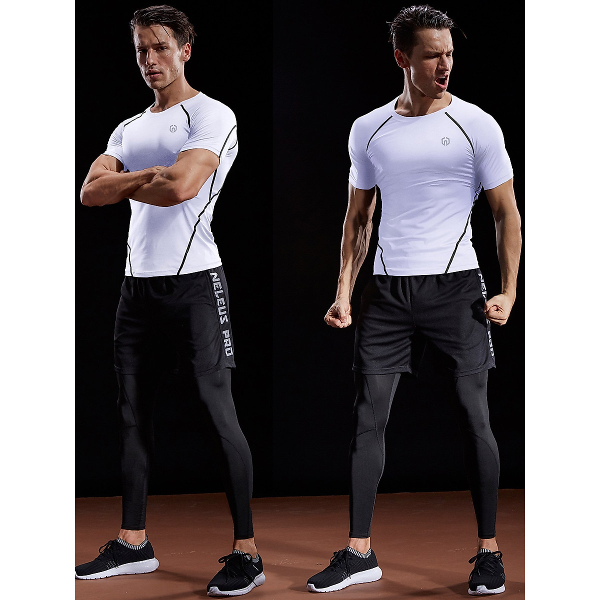 NELEUS Men's 3 Pack Compression Baselayer Athletic Workout T Shirts,5022,Black,Grey,White,3XL