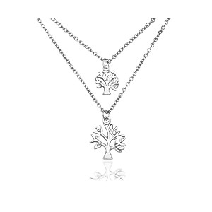 quan jewelry Tree of Life Pendant Mom and Me Jewelry, Necklace Set for 2, Birthday and Christmas Presents for Mother and Daughters, with Inspiration Quote on Greeting Card
