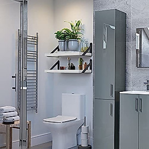 fuqing® White Floating Shelves Wall Mounted Set of 3, Wood Wall Shelves for Bedroom, Bathroom, Living Room, Kitchen, Laundry Room Storage & Decoration