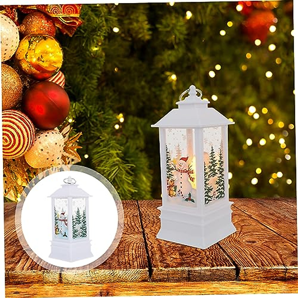 Amosfun 1PC Music Decor LED Lanterns Portable Lantern Christmas Decor Christmas Lantern Nativity Snowglobe Christmas Lamp Glitter Lanterns Musical Snow Globe Large Bedside lamp