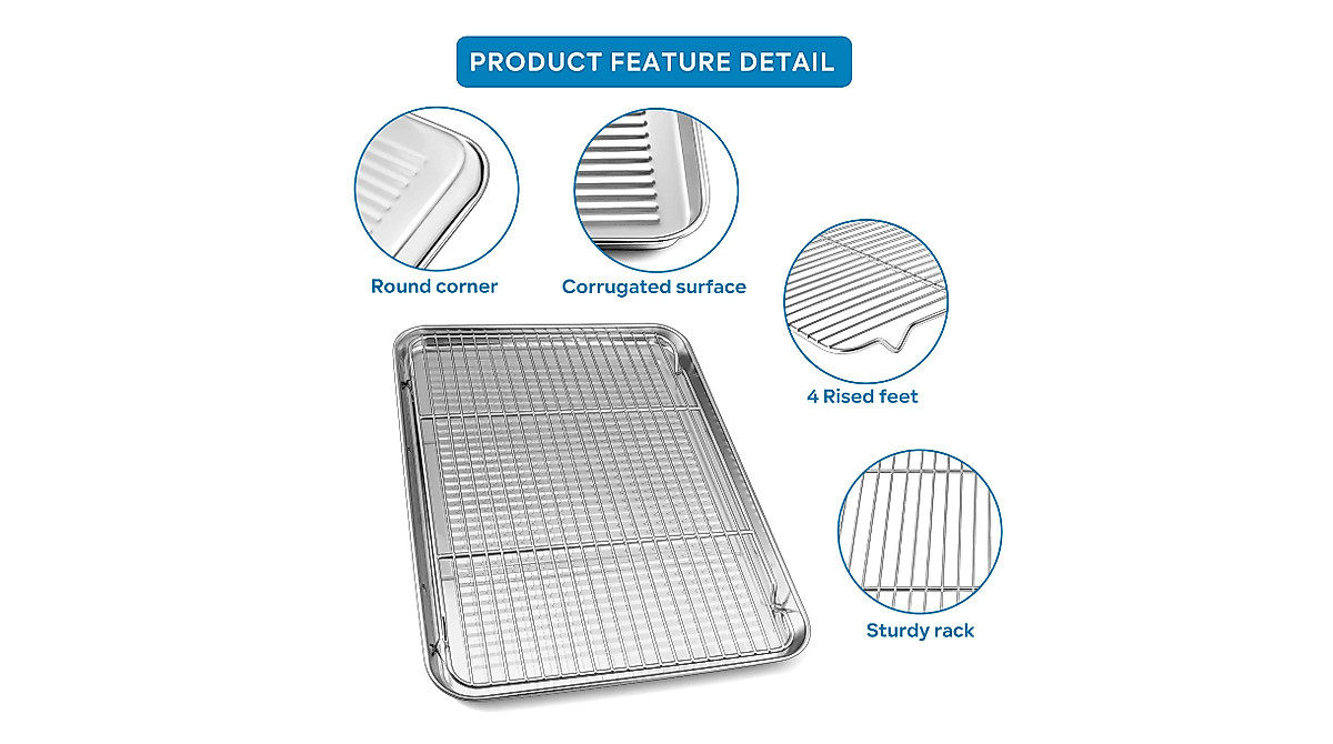 Herogo Baking Pan & Cooling Rack Set – Non-Stick, Durable