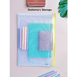 CHIF HAUTH 20pcs Mesh Zipper Pouch Bags, Waterproof Zipper Bags in A4 Size, Ideal for Organizing Office Supplies, Cosmetics, Stationery, and Board Games Storage