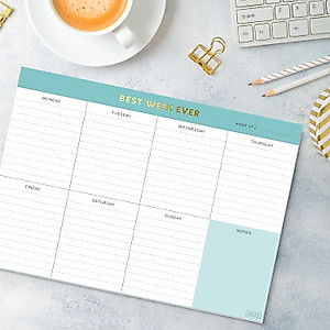 Sweetzer & Orange Weekly To Do List Pad. Minty Gold Weekly Planner Notepad with Daily Planner Agenda Squares. 7x10” Day Planner 2024 2025 - Student Planner, Work Planner and Checklist Note Pad.