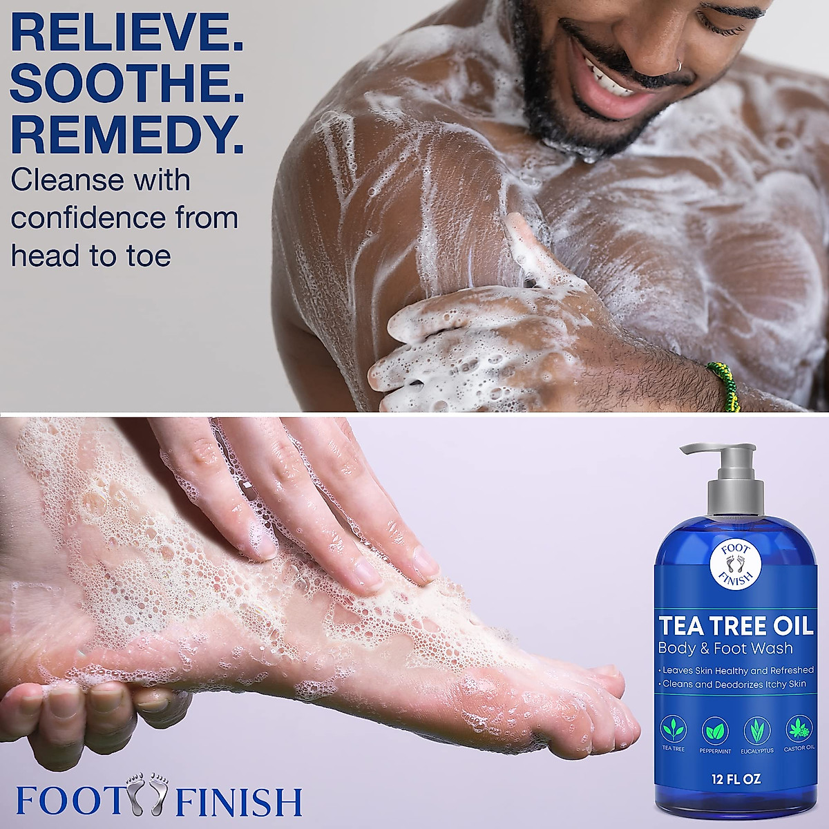 LOVE, LORI Tea Tree Body Wash Antifungal (12oz) - Antibacterial Body Wash for Eczema, Jock Itch, Acne & Athletes Foot Health - Foot Remedy Soap w/Natural Essential Oils