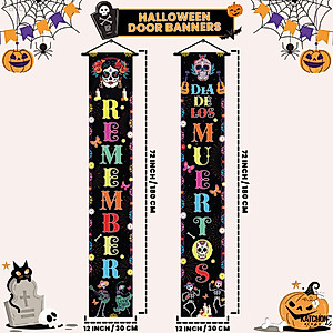 KatchOn, Dia De Los Muertos Porch Sign Banners - Large, 72x44 Inch | Dia De Los Muertos Door Covers, Dia De Los Muertos Decorations | Day of the Dead Door Banner, Day of the Dead Halloween Decorations
