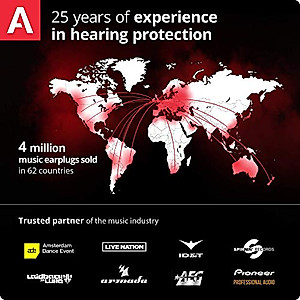 Alpine PartyPlug Concert Ear Plugs - Noise Reduction Ear Plugs for Party, Concert, Festival and Music - 19dB - 1 Pair Reusable Soft Invisible Earplugs