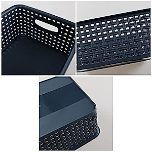 Tstorage Weave Plastic Storage Baskets, Plastic Shelf Basket Bins, 6 Packs