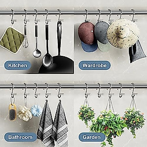 BBLHOME Shower Curtain Hooks Rings, Rustproof Metal Shower Curtain Hooks Rings for Bathroom Shower Curtain Rod, T-Shaped Decorative Shower Hooks Rings, Set of 12 (Chrome)
