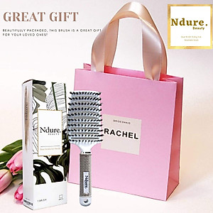 Curved Vented Boar Bristle Styling Detangling Hair Brush, Single White Anti-static Detangler Brush, Fast Blow Drying, Use on Long or Short Unbrush Hair (1 Pack White)