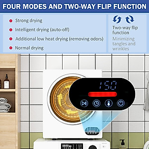 HOMCOM Portable Clothes Dryer, Compact Laundry Dryer with 1.5 cu.ft Stainless Steel Drum, Intelligent Drying, 120V 850W Front Load Electric Dryer for Apartments, Dorms, RVs - White