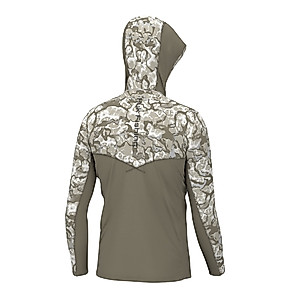 HUK Men's Standard Icon X Pattern Hoodie, Fishing Shirt with Sun Protection, Inside Reef-Overland, Large
