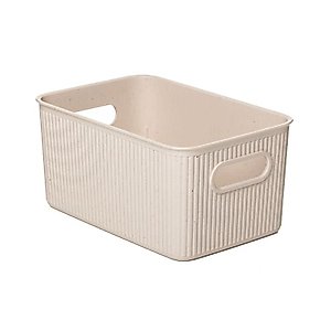 Superio Ribbed Collection - Eco-Friendly Decorative Plastic Open Home Storage Bins Organizer Baskets, Medium (1 Pack) Container Boxes for Organizing Closet Shelves Drawer Shelf 5 Liter
