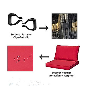 Outdoor Patio Furniture 2-Pieces PE Rattan Wicker Sectional Red Cushioned Sofa Sets