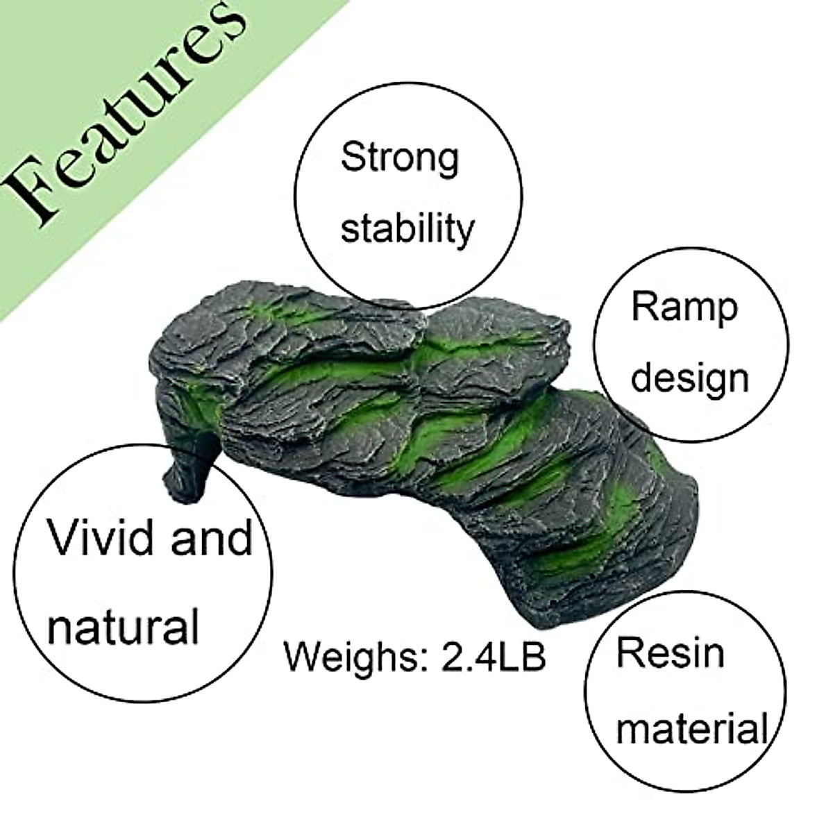 MUYG Resin Turtle Basking Platform,Turtles Rock Dock Climbing Ramp Cave Hideout Decor Reptile Terrariums Resting Terrace Stone Habitat Decoration for Small Lizards, Frogs, Snakes,Chameleon