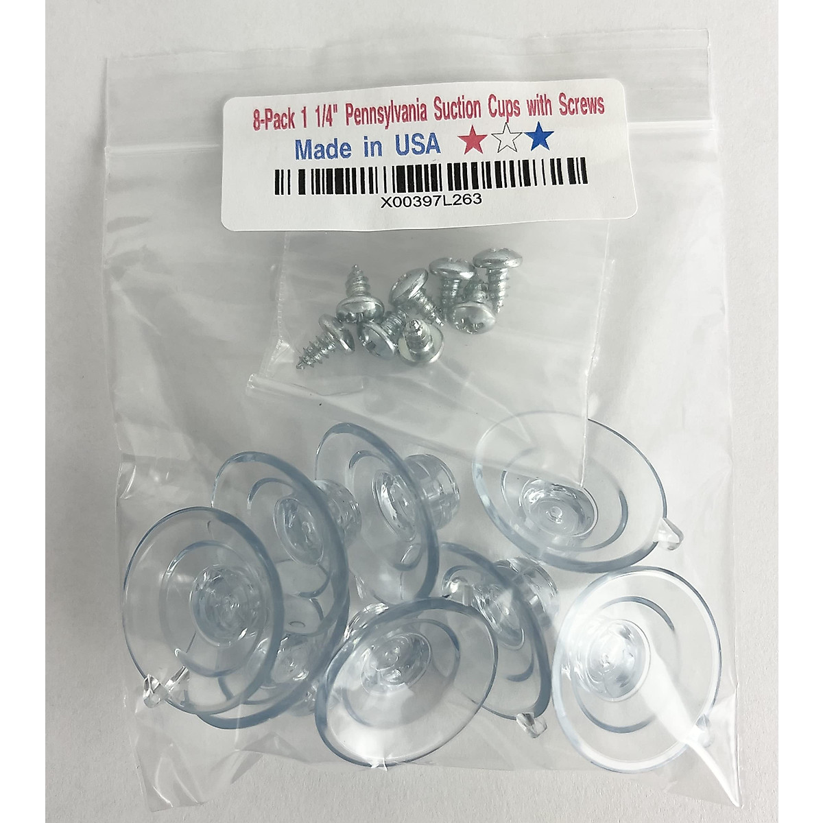 Wis-Sales (8-Pack Small 1 1/4 Inch) Pennsylvania Heavy Duty Suction Cups with Screws Signs, Radar Detector, thermometers, Bird feeders, and more.
