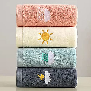 Lchkrep Hand Towels 4 Set, 100% Cotton Bath Hand Towel for Bathroom, Face, Kitchen, Gym and Spa, Ultra Soft and Highly Absorbent Hand Towels for Bathroom, Size 14" x 29" (White Pink Blue Gray-4 Pack)
