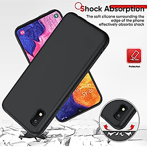 LeYi for Samsung A10e Case: Galaxy A10e Case with 2 Pack Tempered Glass Screen Protector for Women Men, Liquid Silicone Slim Gel Rubber Protective Phone Cases Cover for Samsung Galaxy A10e, Black