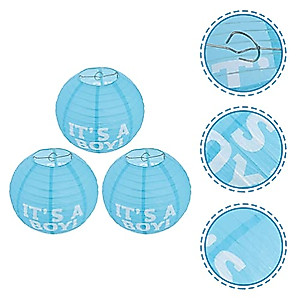 Gadpiparty Gender Reveal Hanging Ornament 3Pcs Party Paper Lanterns Baby Shower Lanterns Round Folding Lanterns Its a Boy Lanterns Birthday Party Hanging Decorations (Sky- Blue) Japandi Decor