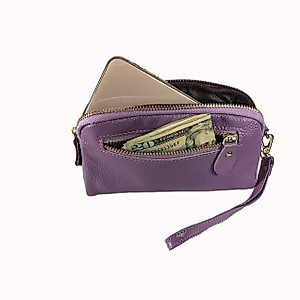 Women's Genuine Leather Wristlet Clutch Cell Phone Purse
