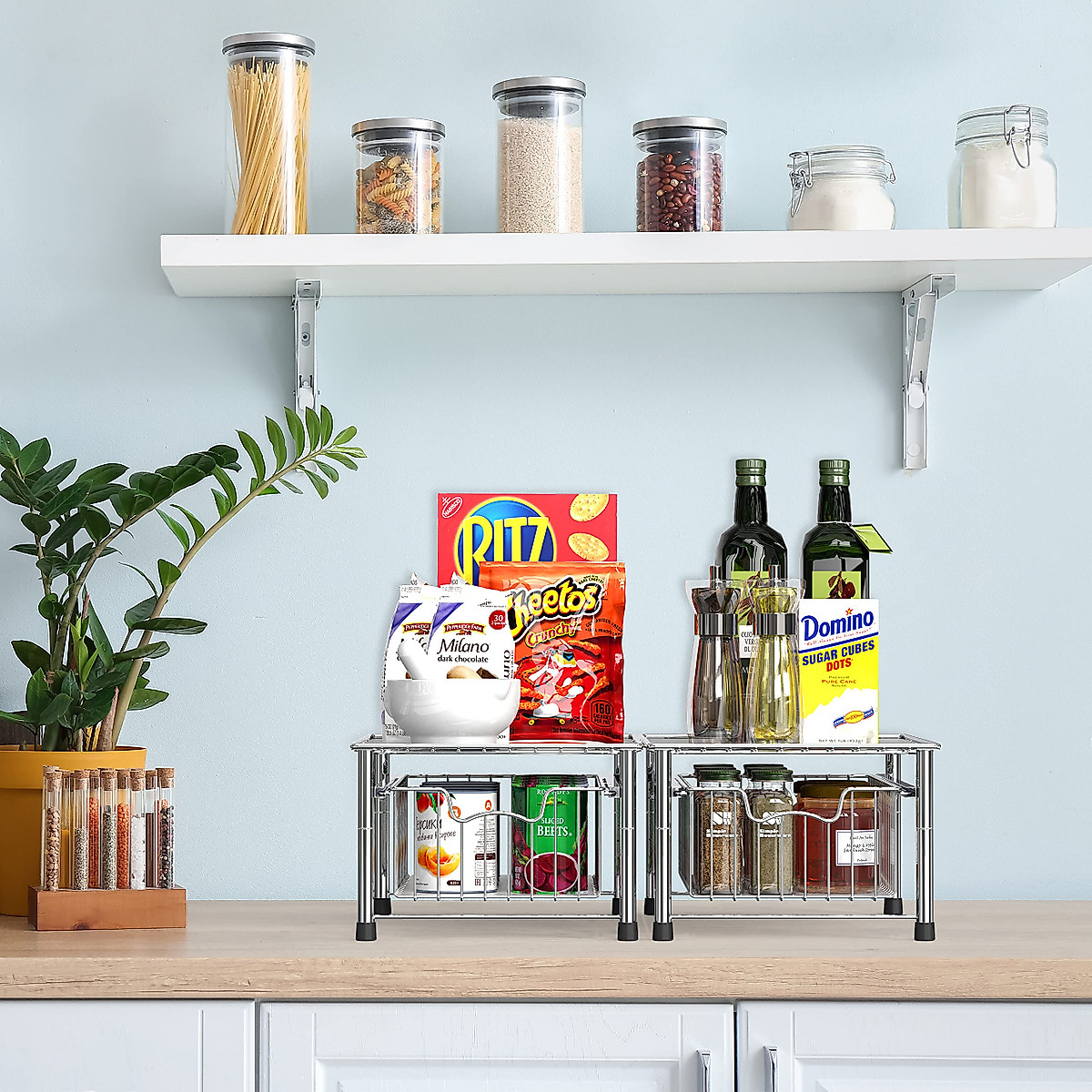 Simple Houseware Stackable Basket Drawer, Chrome