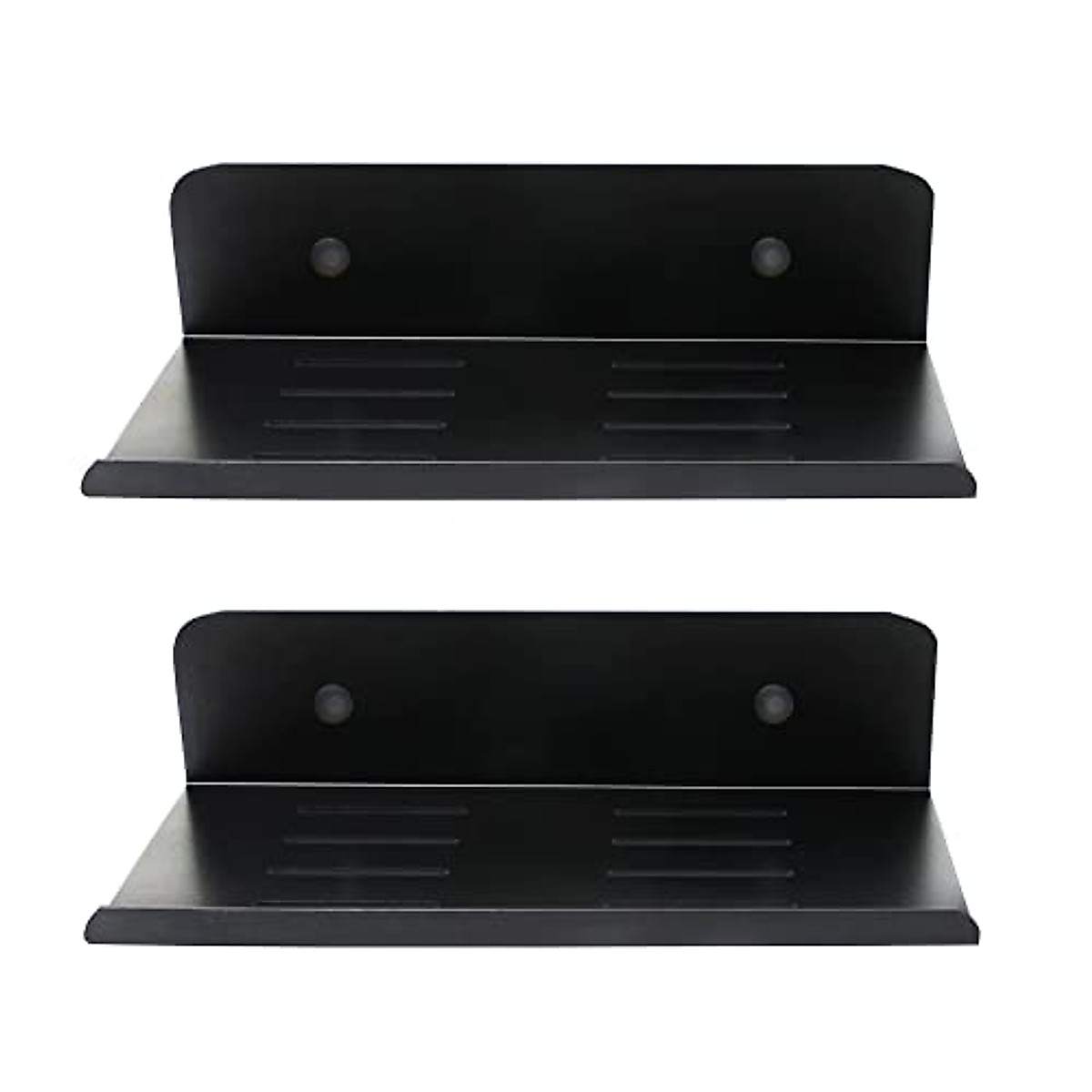 SinLoon 7.8 Inch Small Shelf in Flat Satin Aluminum Bathroom Shelf Wall Mount for Small Speaker Smartphone, Tablet, Toiletries Black 2 Pack