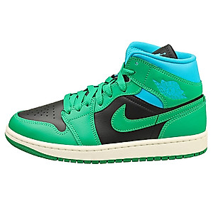 Nike Air Jordan 1 Mid Womens Black/Lucky Green-Aquatone Size 9