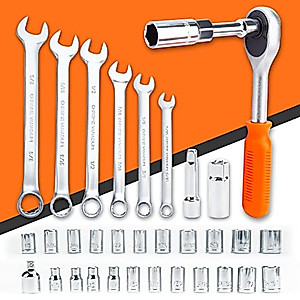 CARTMAN Socket Wrench Auto Repair Tool Combination Package Mixed General Household Hand Tool Set Tool Kit with Plastic Toolbox Storage Case