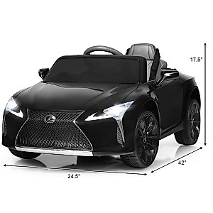 Costzon Ride on Car, Licensed Lexus LC500, 12V Battery Powered Car w/Remote Control, 3 Speed, LED Lights, Horn, MP3&USB, Slow Start, Spring Suspension, Electric Vehicle for Boys& Girls (Black)