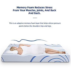 TMEOSK Queen Size Mattress, 8 inch Gel Memory Foam Mattress, Bamboo Charcoal Infused, Cooling Mattress for Pressure Relief with Fiberglass Free Cover, Medium Firm, CertiPUR-US Certified(Queen)